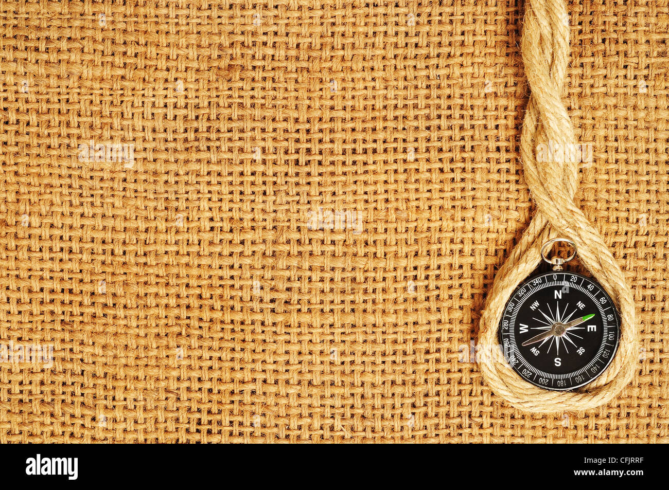 frame of compass and ropes on sack Stock Photo - Alamy