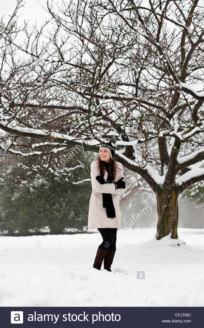 Shivering Woman And Snow Stock Photos & Shivering Woman And Snow Stock ...