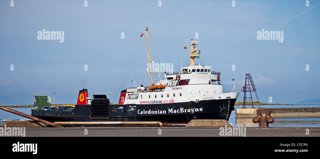 Passengers on board Cal-Mac's car and passenger ferry the M.V. Saturn ...