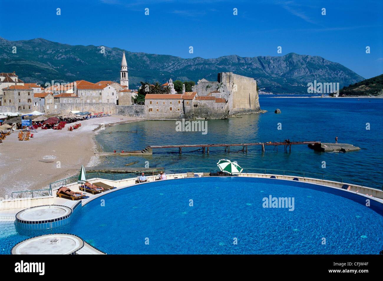 View over the Old Town, Budva, The Budva Riviera, Montenegro, Europe ...