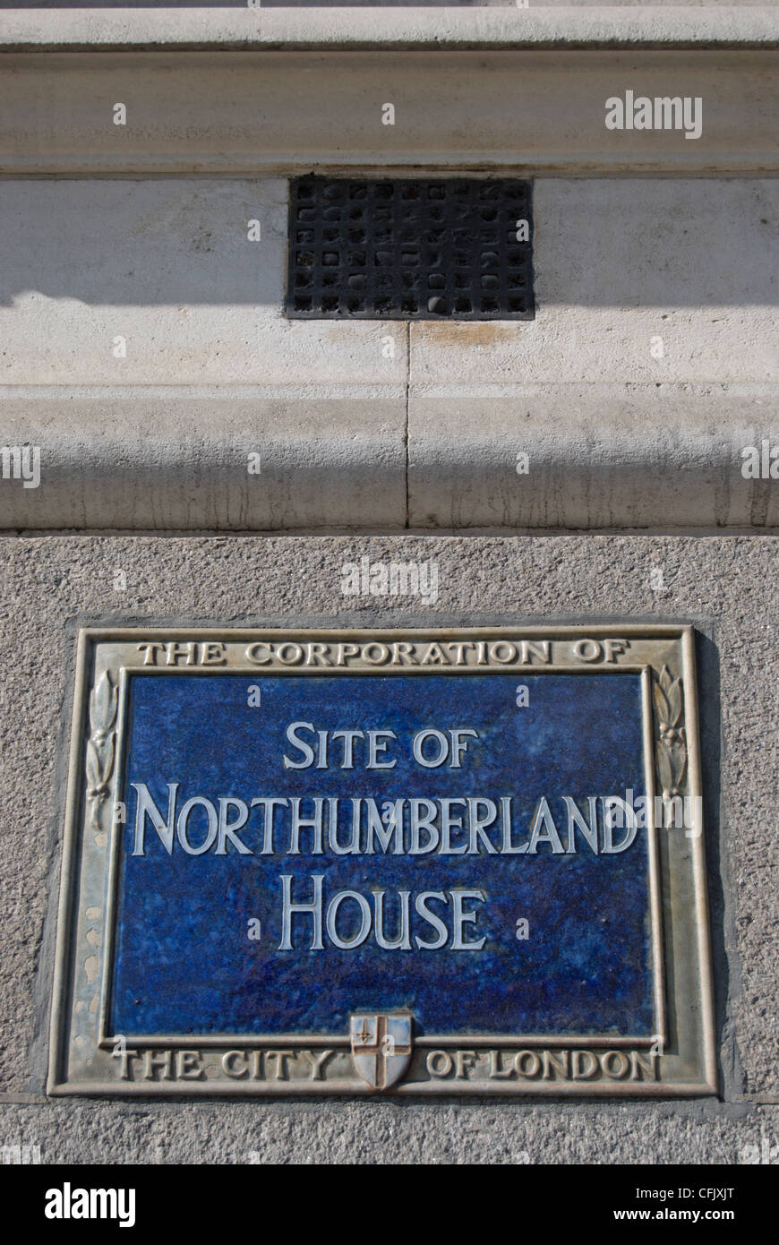 city of london blue plaque marking the site of northumberland house, st ...
