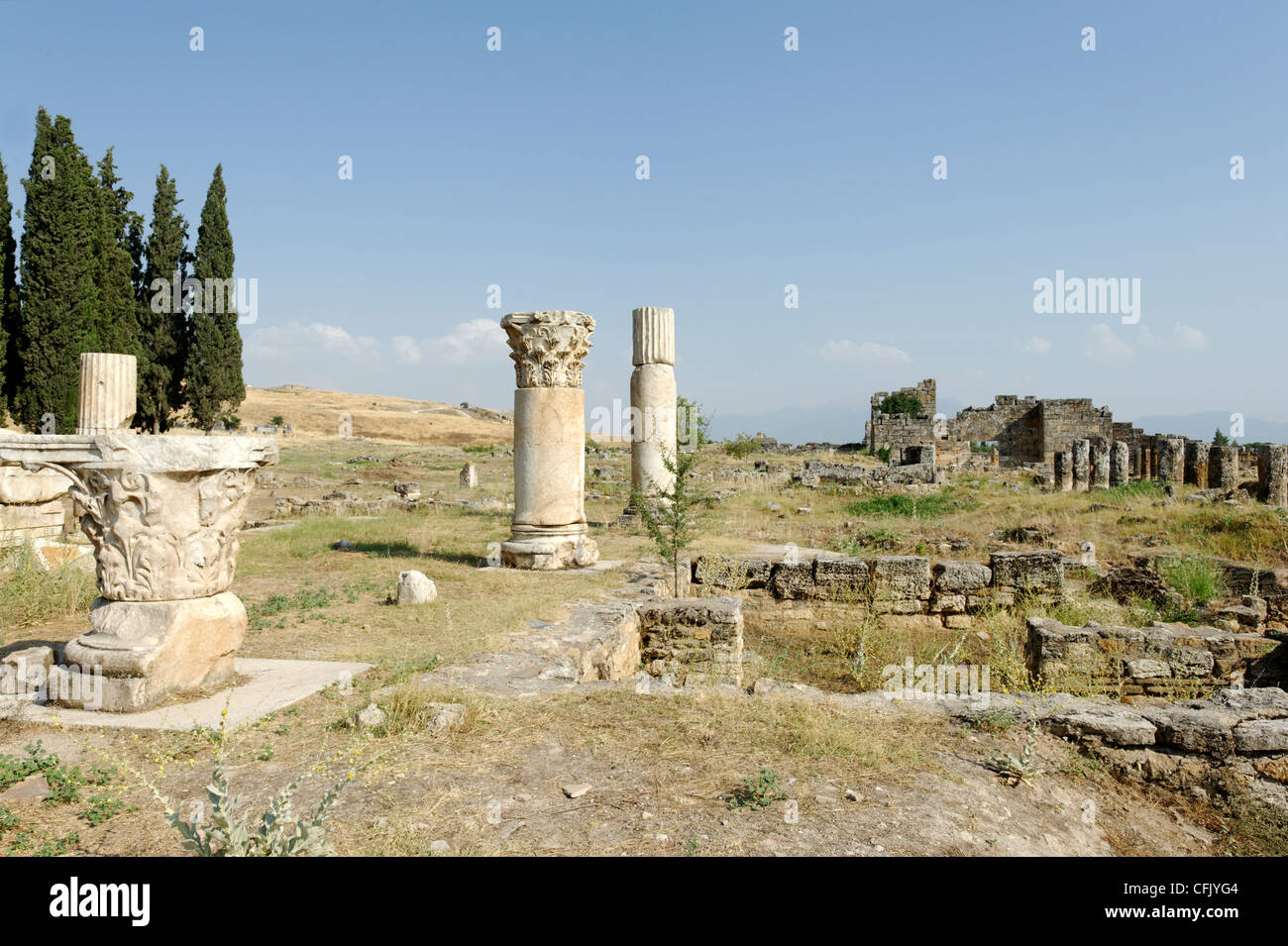 Hierapolis. Pamukkale. Turkey. View of architectural fragments on the ...