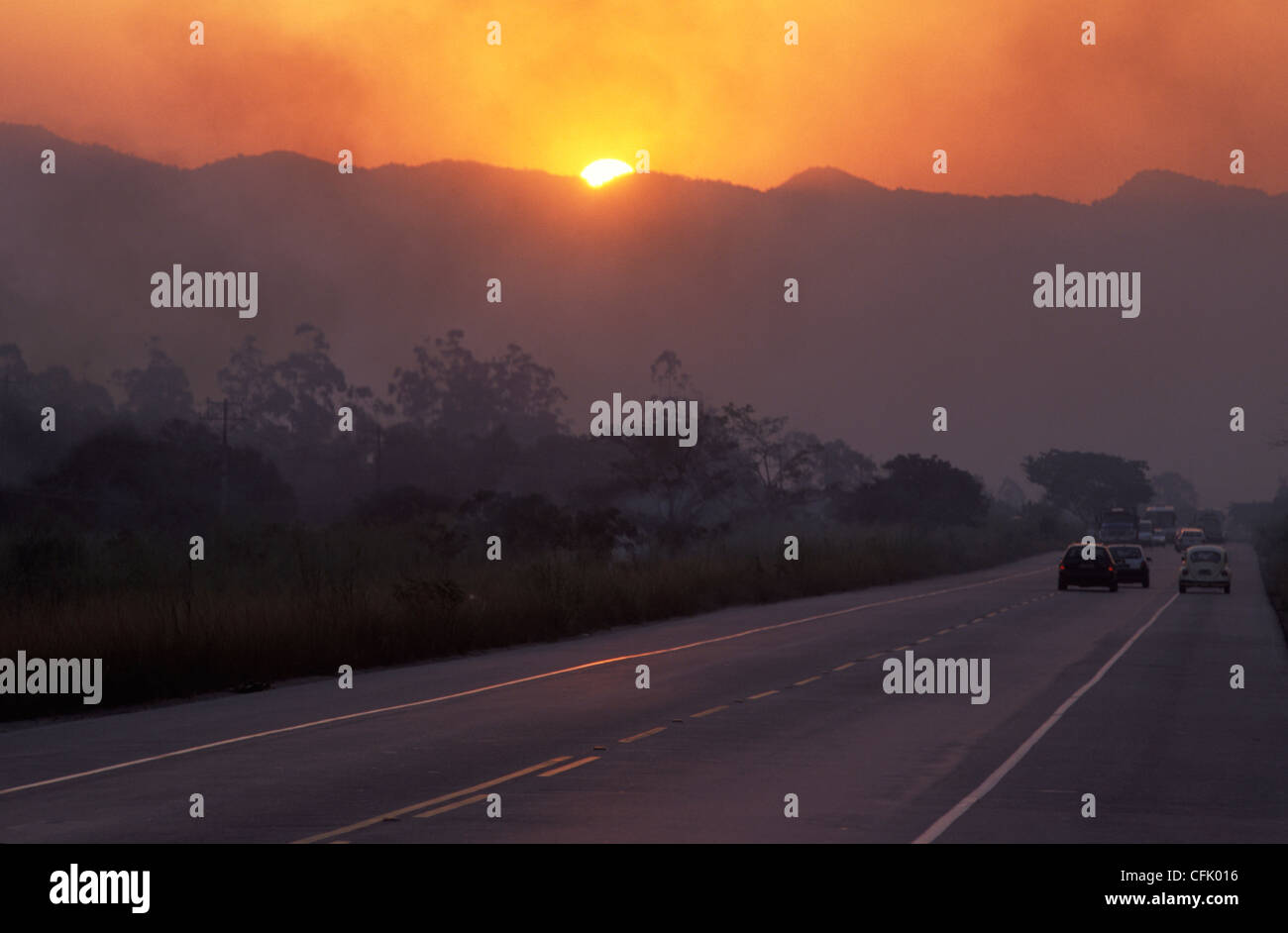 BR-101 Highway - Rio-Santos road, sunset in the mountains. Brazil Stock ...
