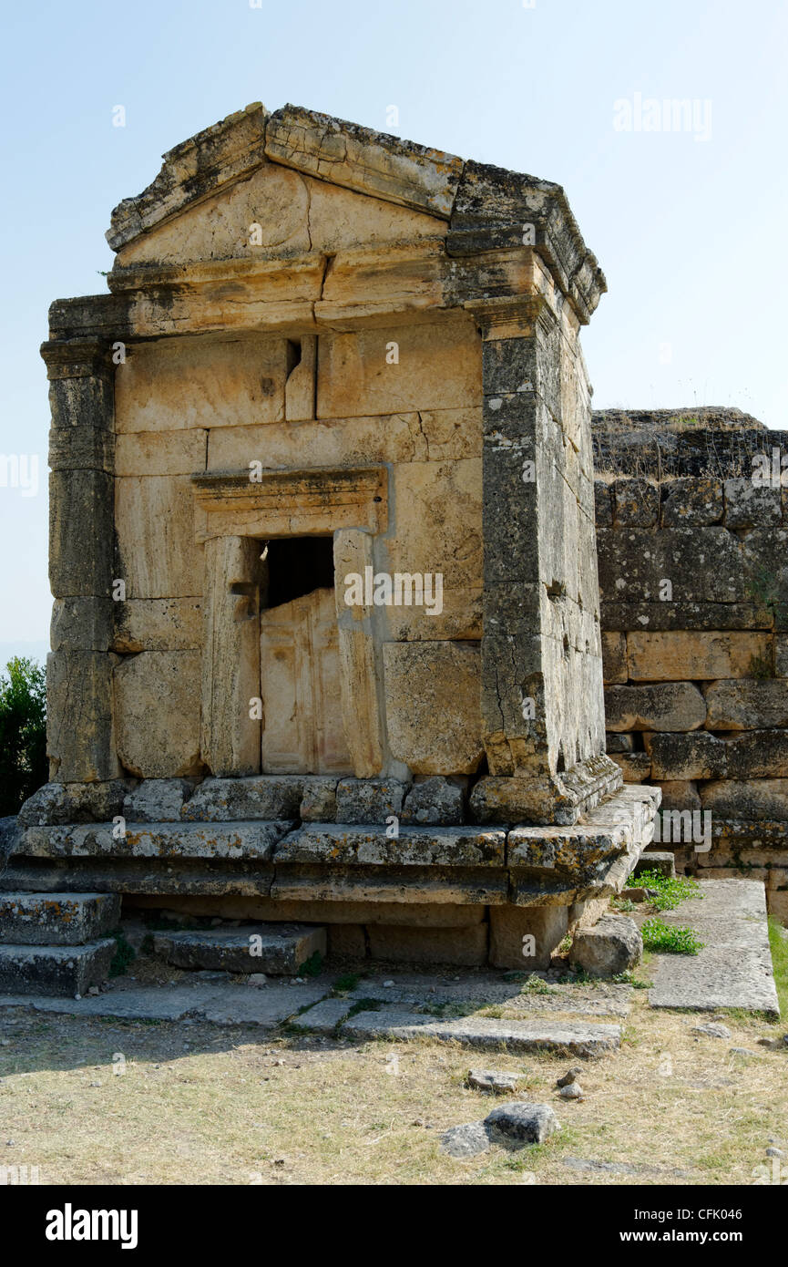 Hierapolis. Pamukkale. Turkey. View of 1st century AD tomb shaped like ...