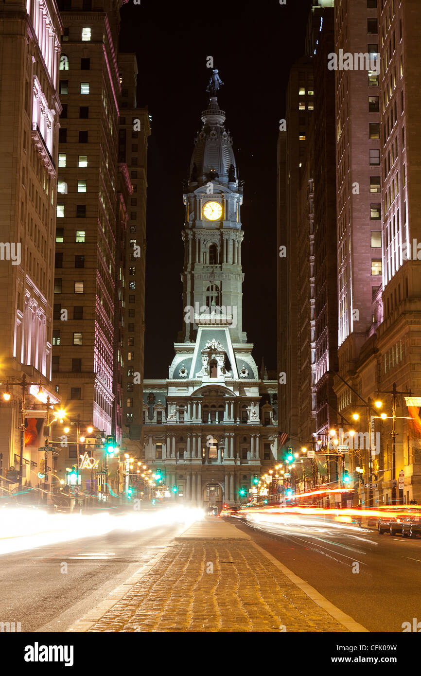 Philadelphia streets by night Stock Photo - Alamy