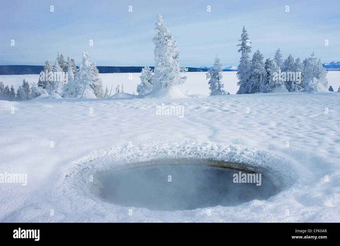 Geyser yellowstone snow hi-res stock photography and images - Alamy