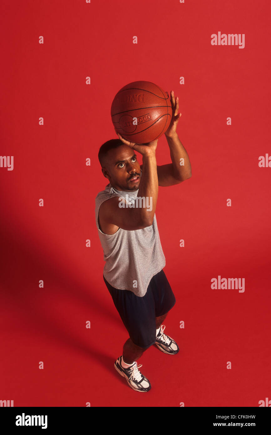Man shooting basketball overhead view hi-res stock photography and ...
