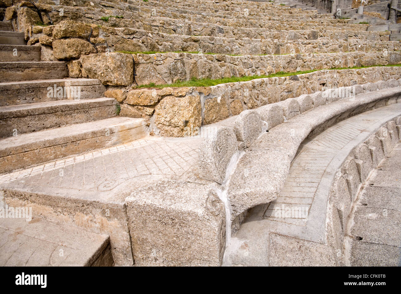 A section of seating at the open air Minack Theatre near Porthcurno in ...