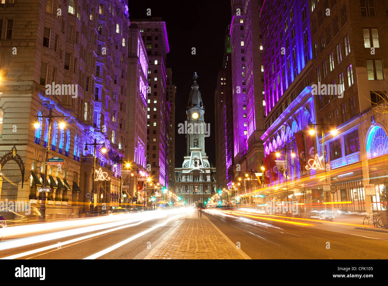 Philadelphia streets by night Stock Photo - Alamy