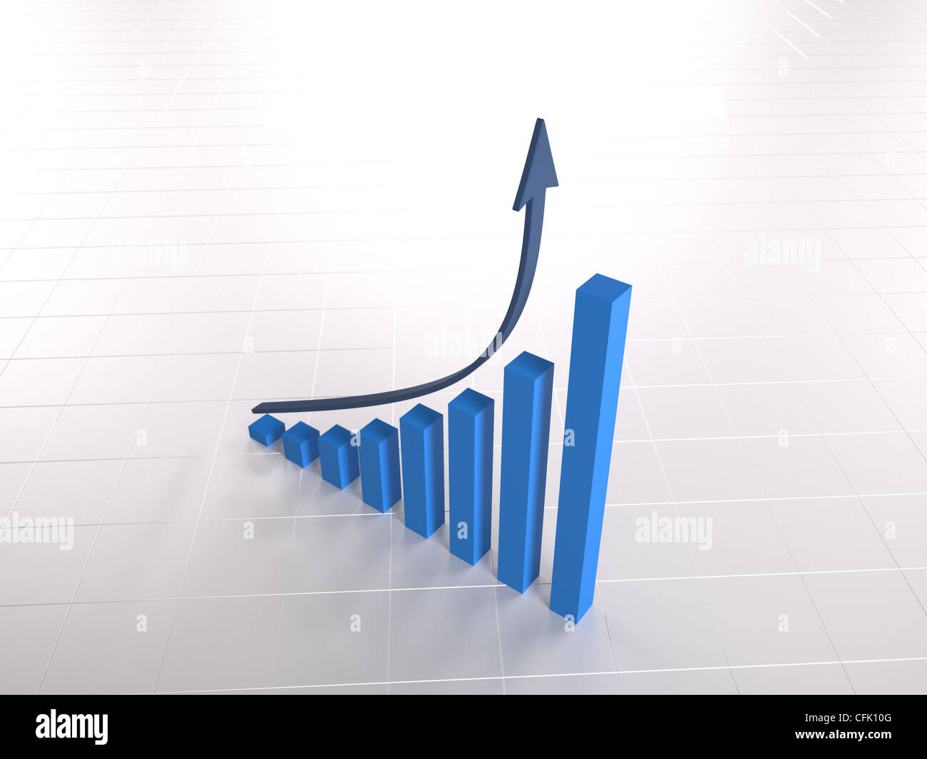 3D model of a Growing chart - positive revenue Stock Photo - Alamy