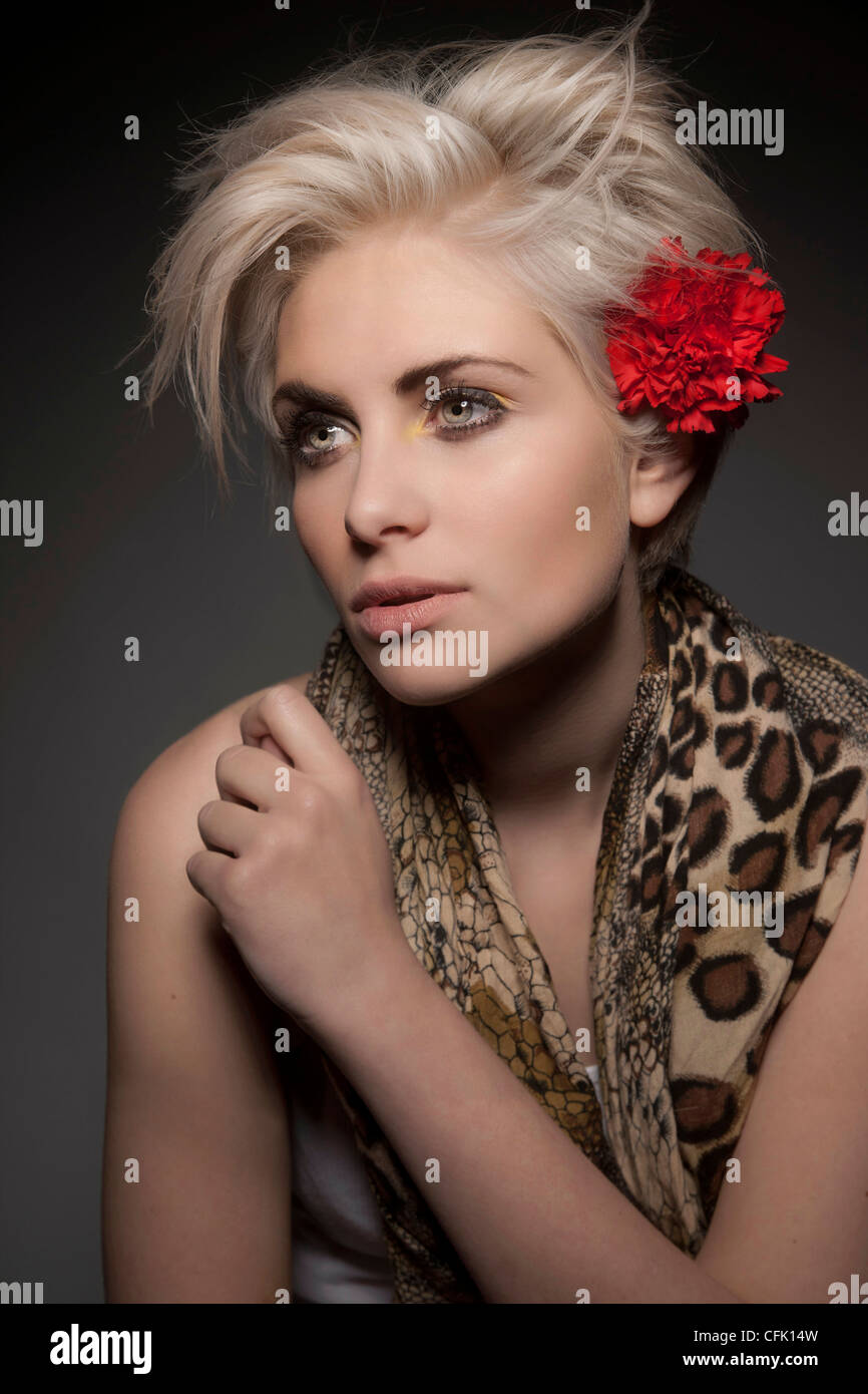 trendy white female girl model pose chic Stock Photo - Alamy