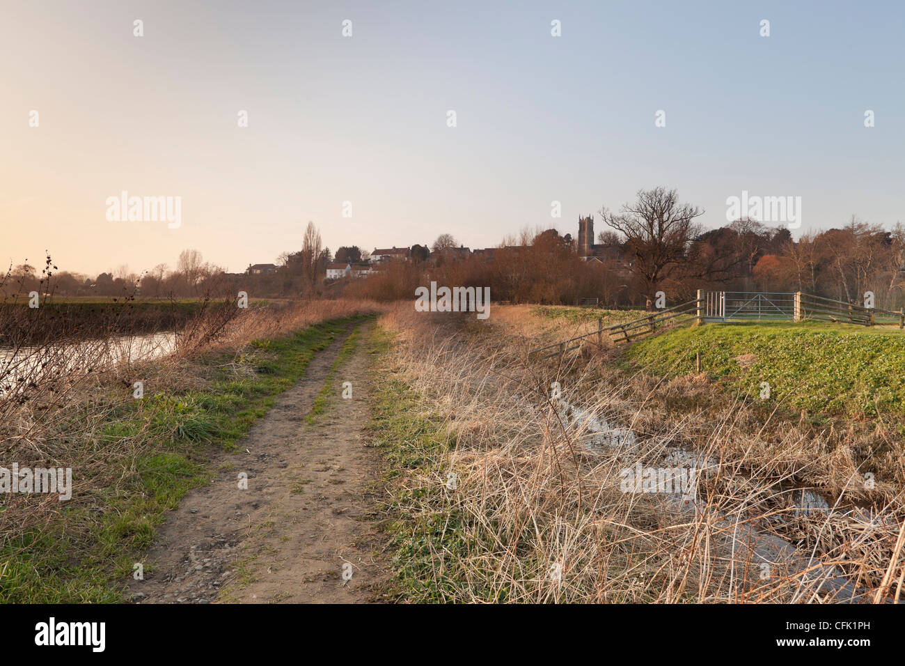 View of Langport, from the bank of the River Parrett Stock Photo - Alamy