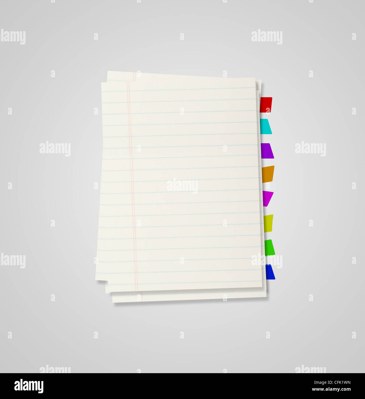 Some sheets from notebook with bookmarks Stock Photo - Alamy