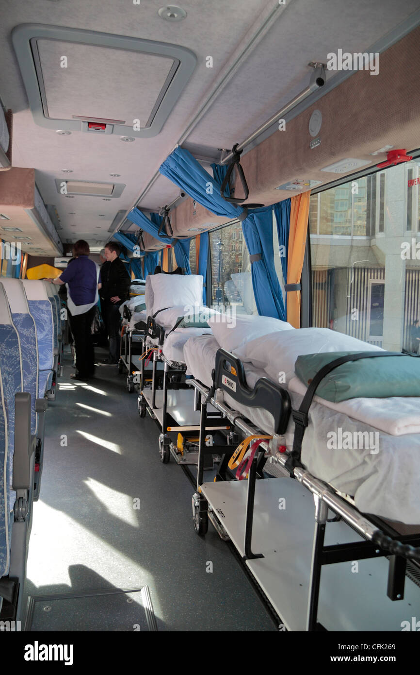 Inside an ACROSS Jumbulance, a specially converted bus designed to ...