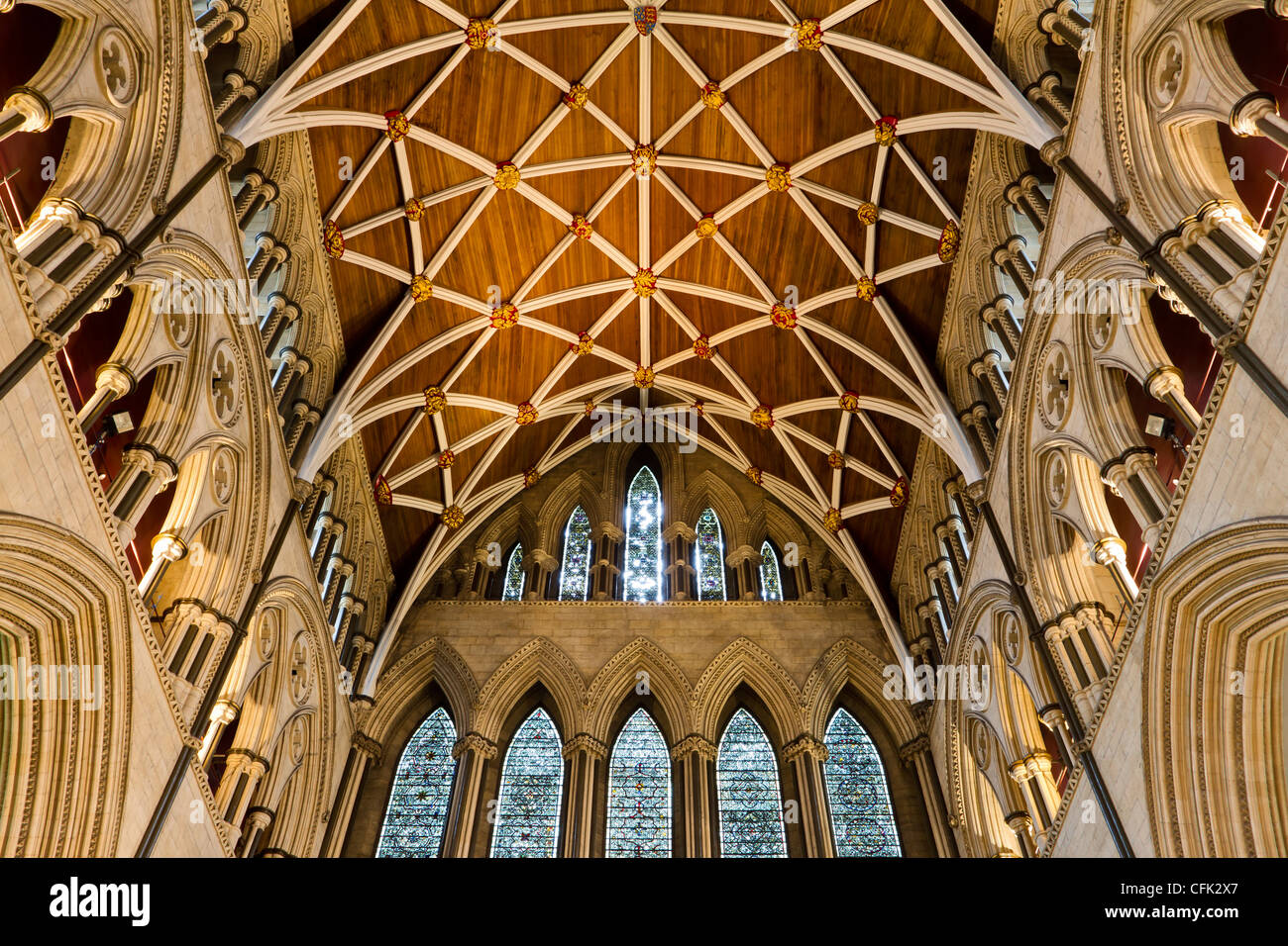 York Minster, The North Transept roof and the magnificent Five Sisters ...