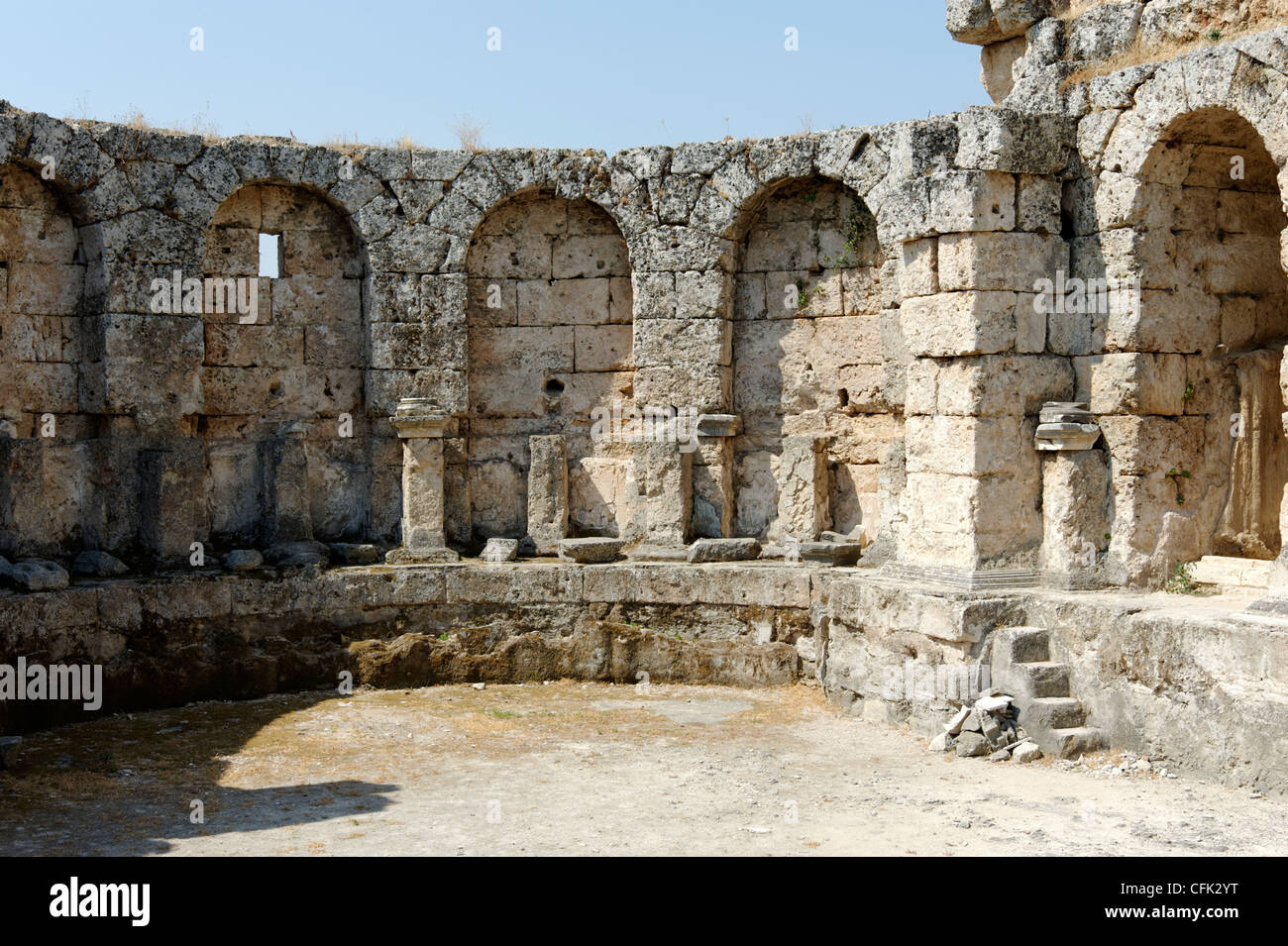 Perge. Antalya. Turkey. A hemicycle room with blank arcading at the ...