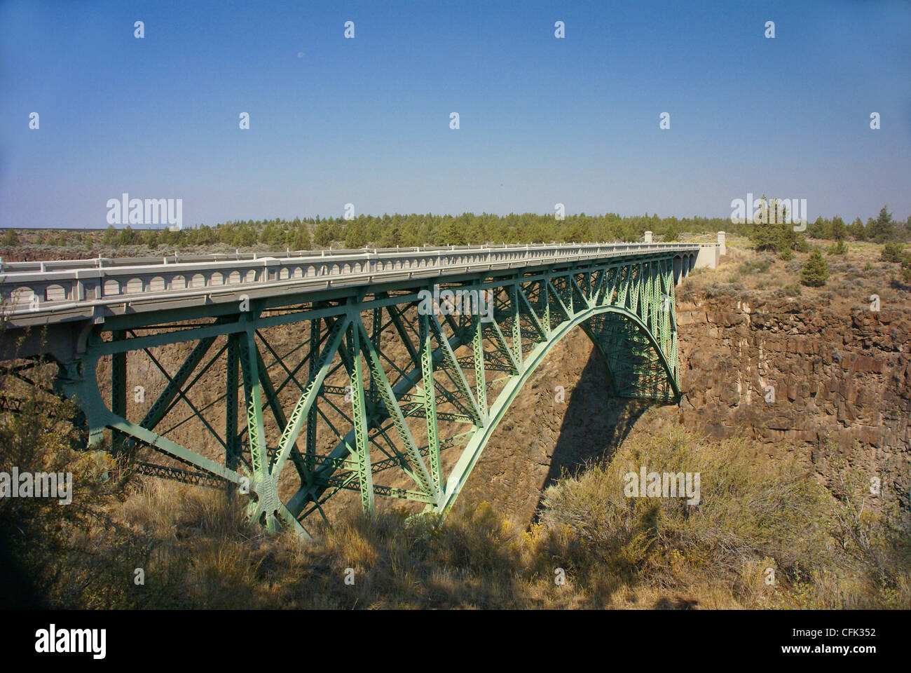 Old iron bridge over the Crooked River Canyon, Central Oregon Stock ...
