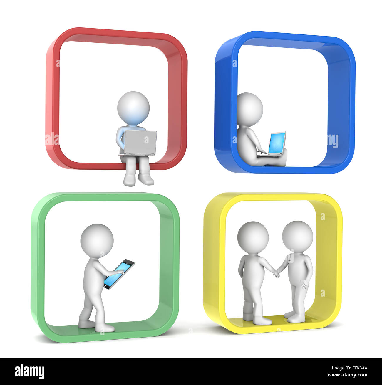 3D little human character X 4. Abstract social network. Color version ...