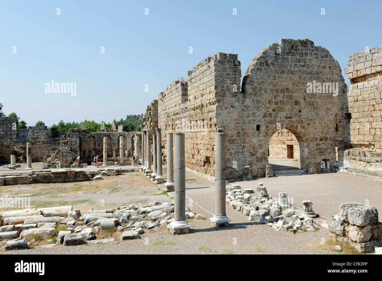 Perge. Antalya. Turkey. Part view of the Roman South baths frigidarium ...