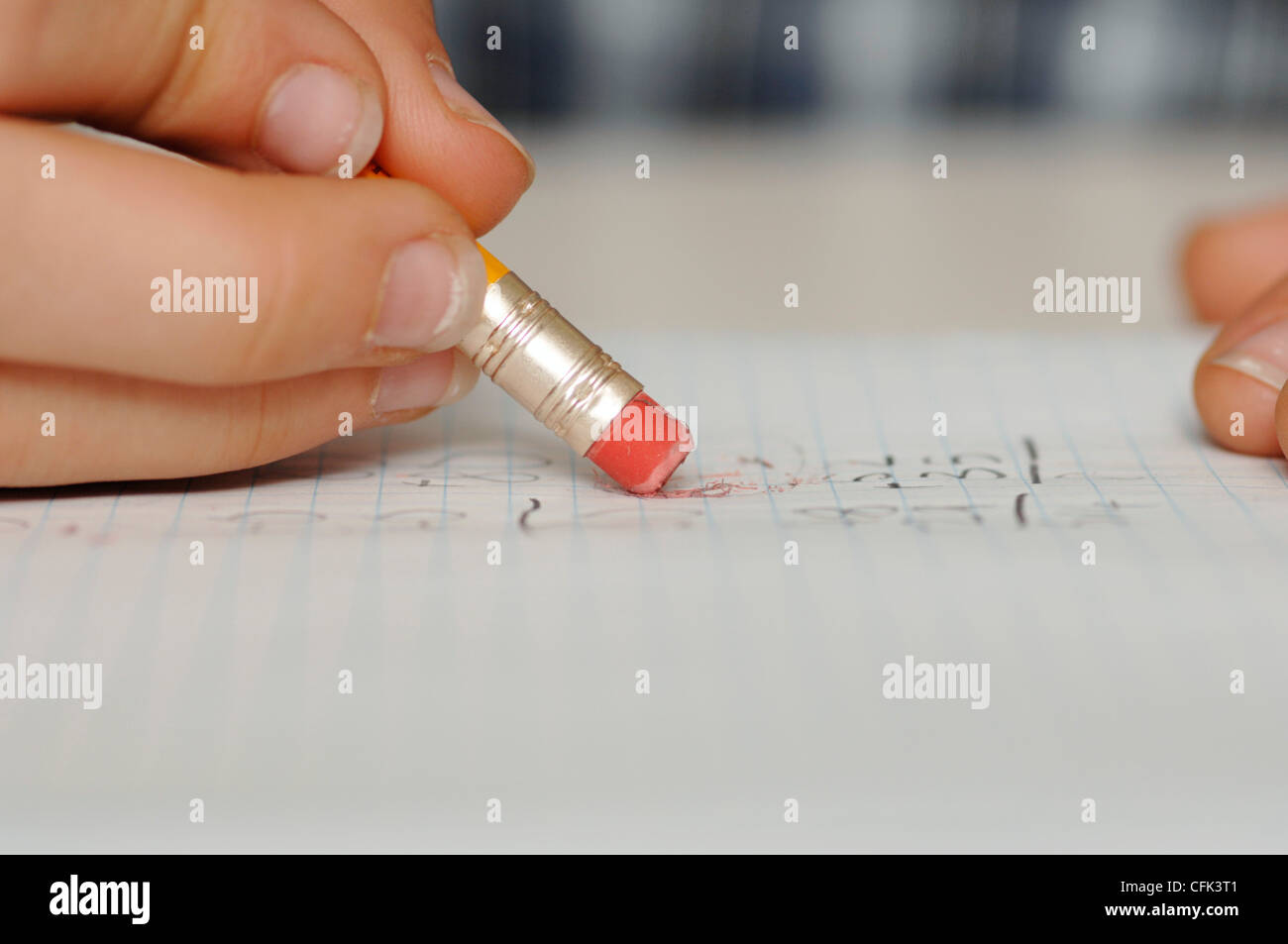 Child using Pencil Eraser Stock Photo - Alamy