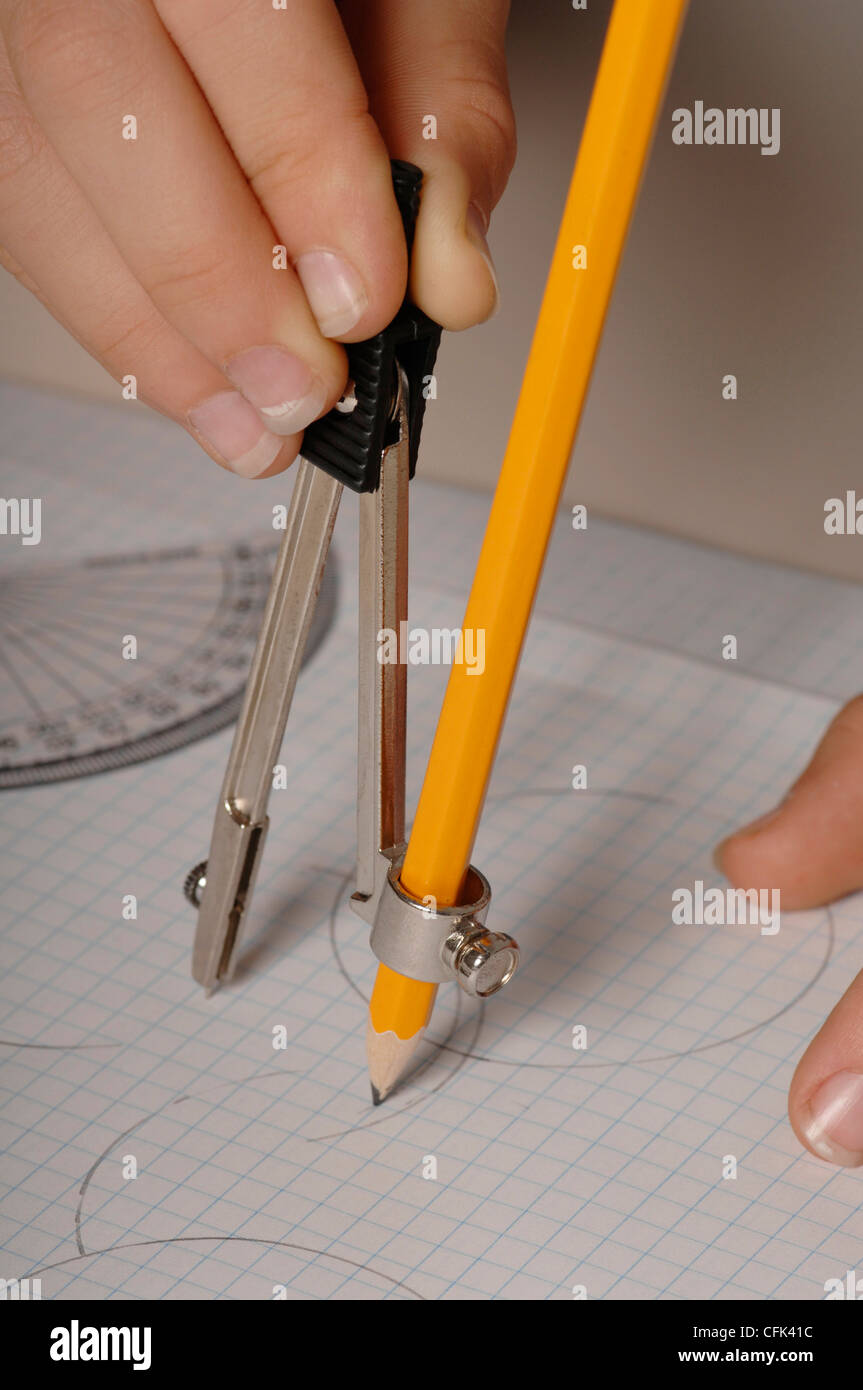 Child Using Compass Stock Photo - Alamy