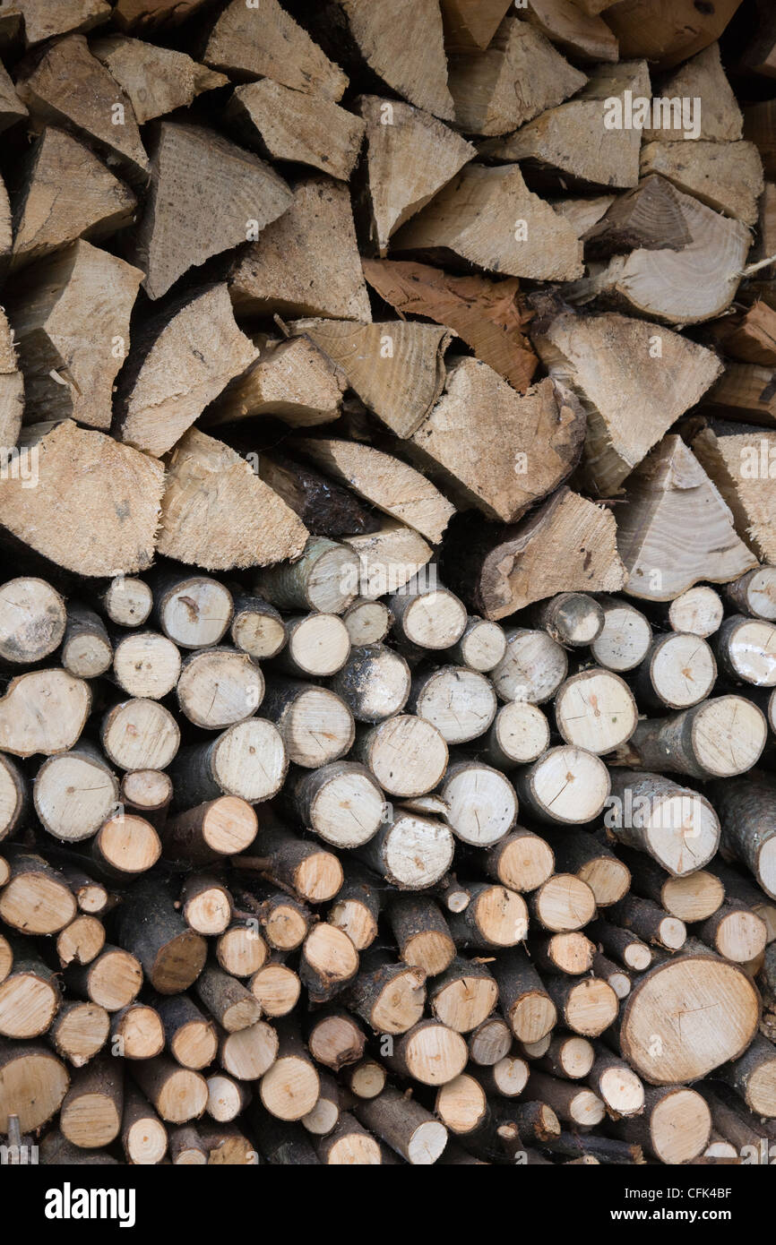 Stacked and seasoned firewood - cut, split and ready for burning Stock ...