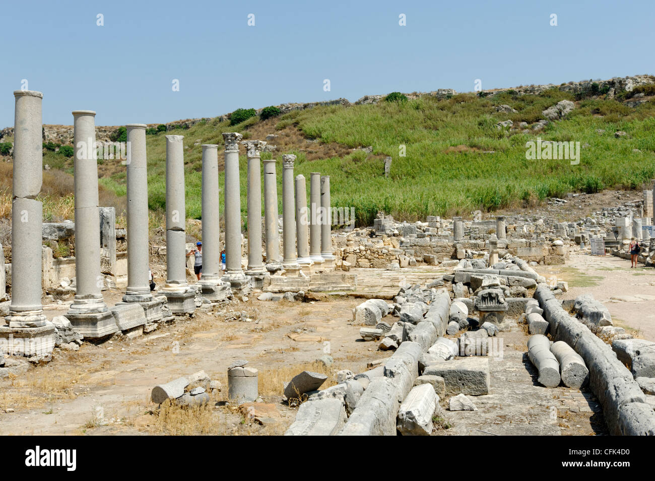 Perge. Antalya. Turkey. View of the water channel dividing the long ...