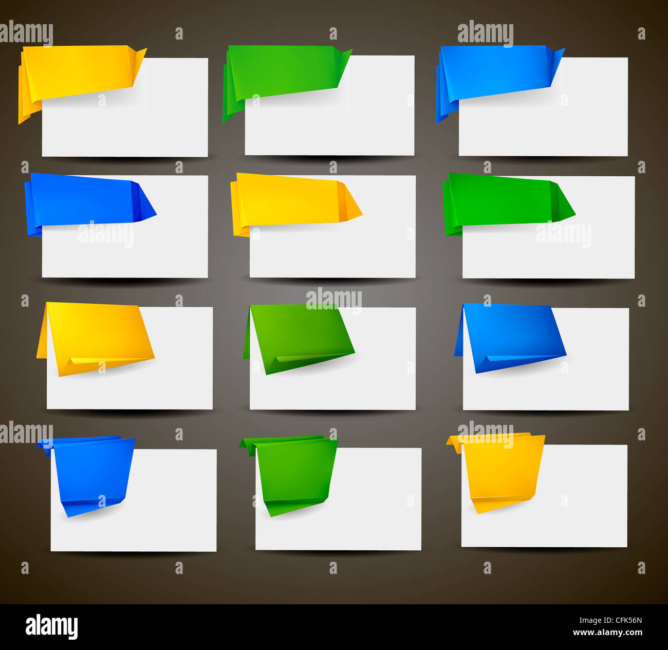 Huge set of origami paper banners and stickers Stock Photo - Alamy