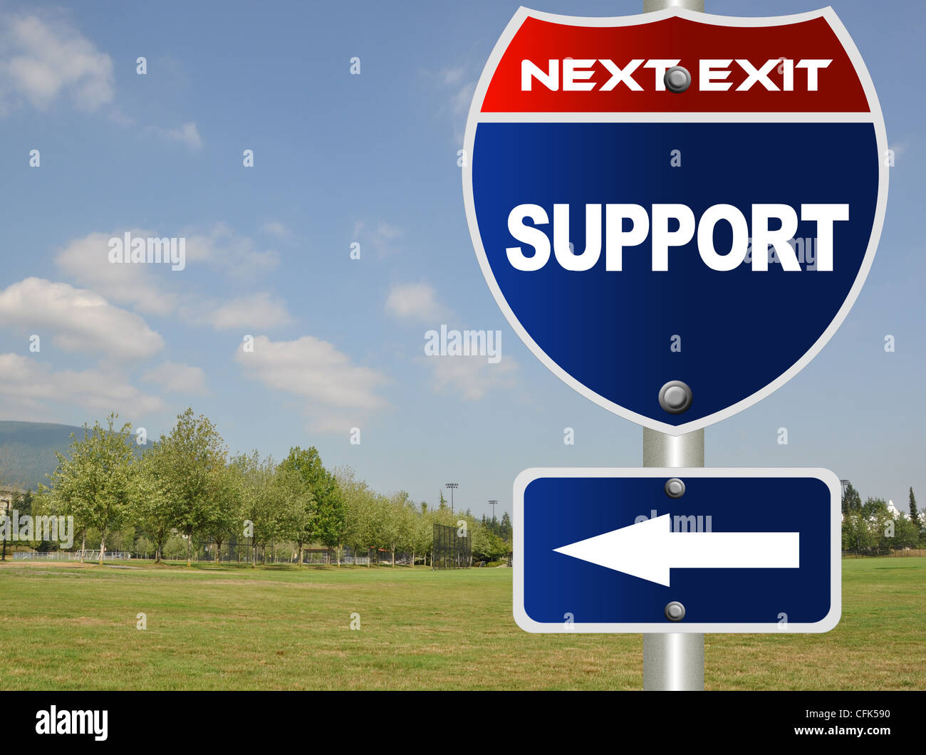 Support road sign Stock Photo - Alamy
