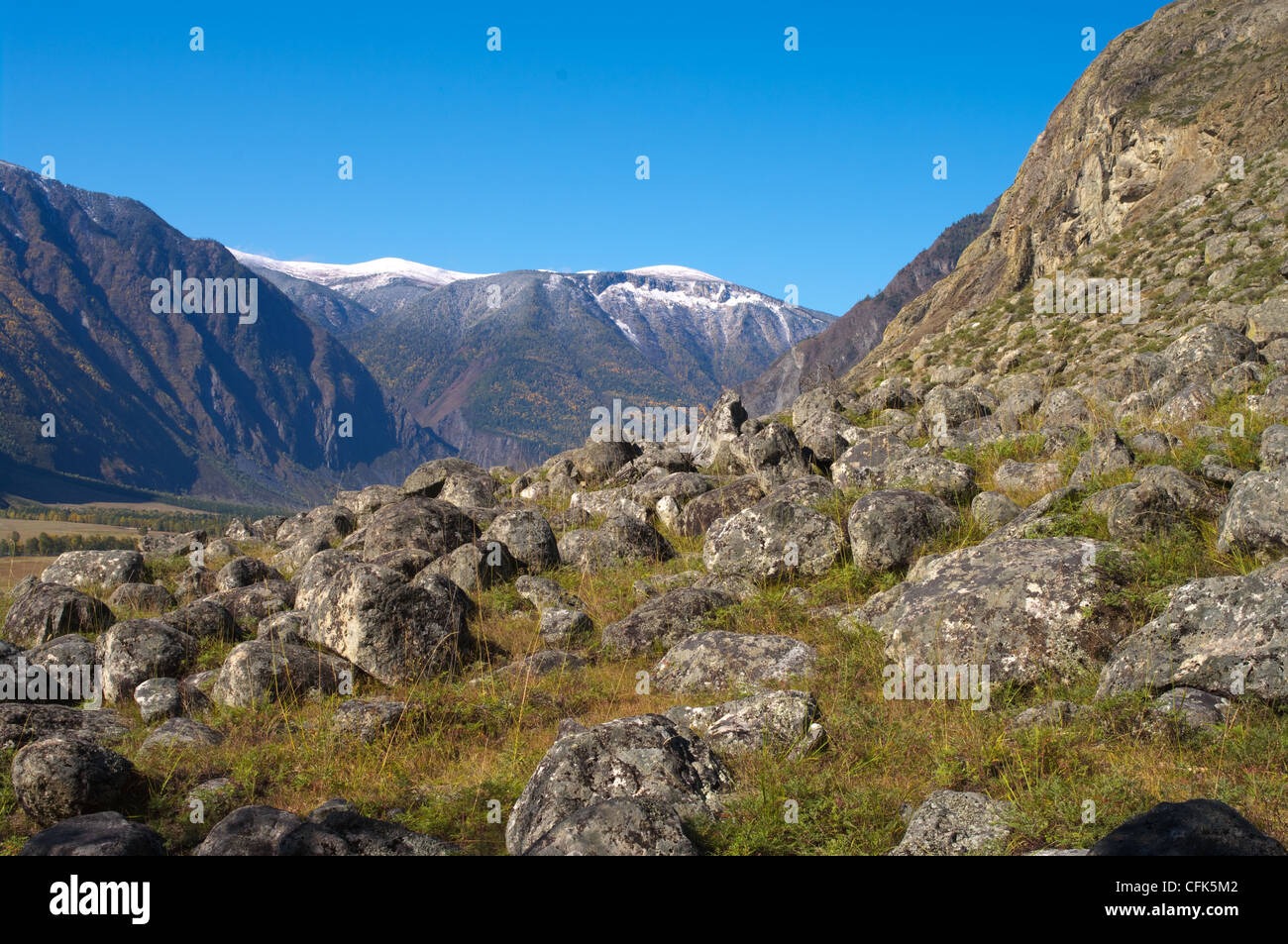 Large stones valley in the mountain canyon Stock Photo - Alamy