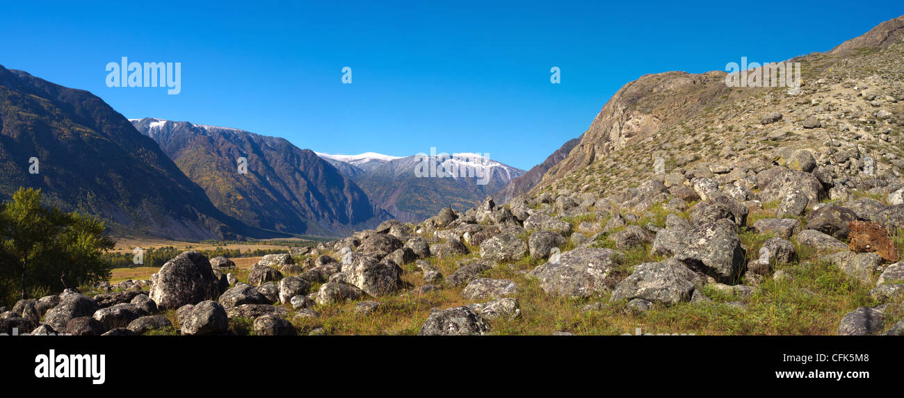 Large stones valley in the mountain canyon Stock Photo - Alamy