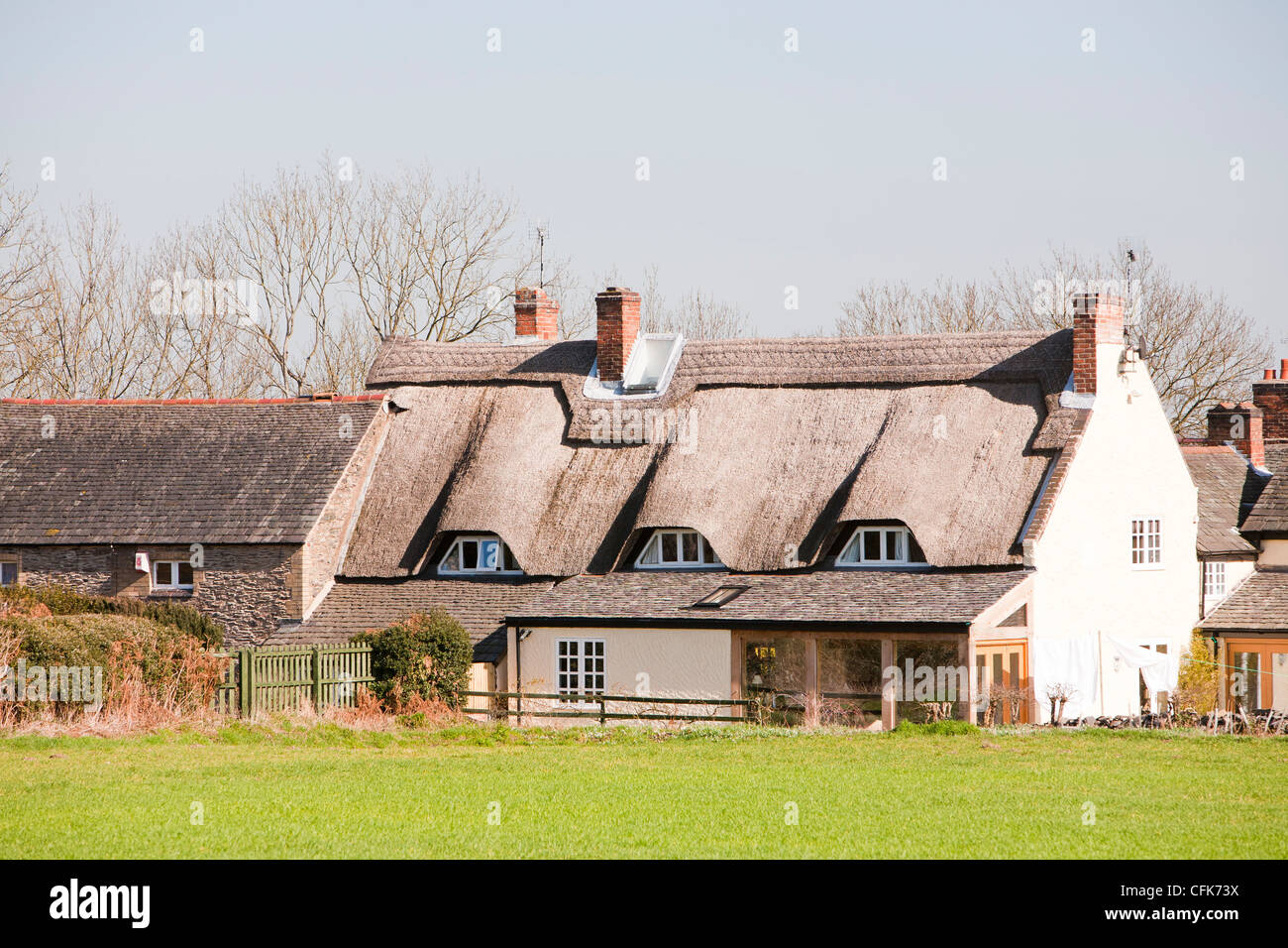 An old thatched cottage near Woodhouse Eaves in Leicestershire, UK ...