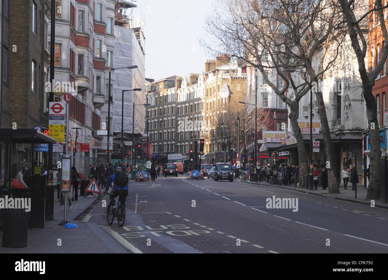View along Charing Cross Road London Stock Photo - Alamy