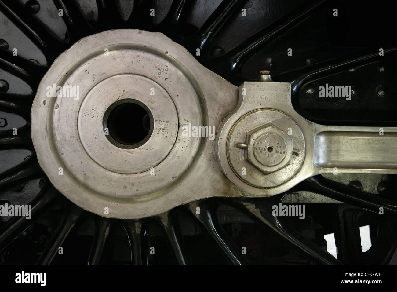 Driving wheel and connecting rods of steam locomotive Stock Photo - Alamy