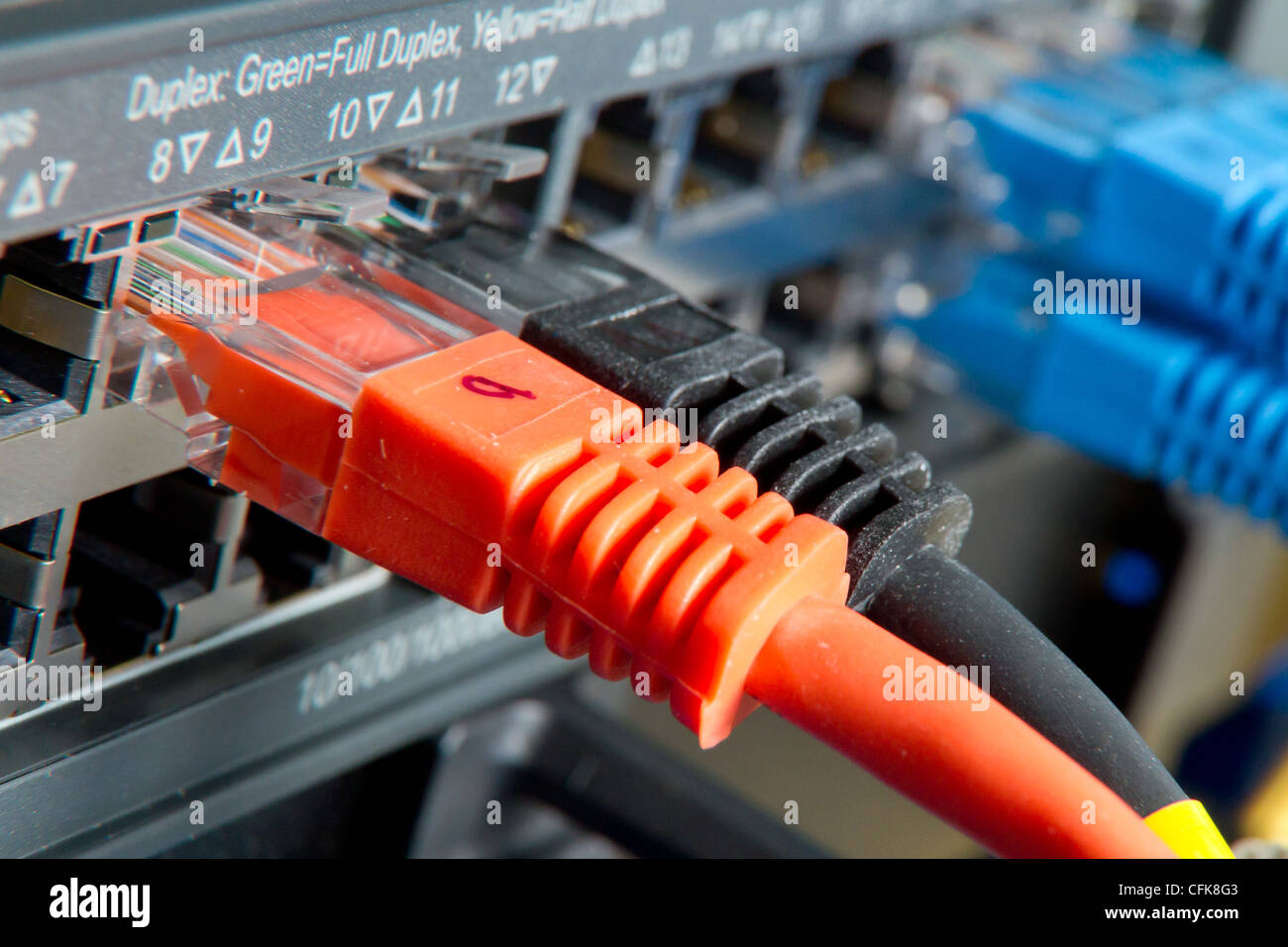 network cables connected to hub Stock Photo - Alamy