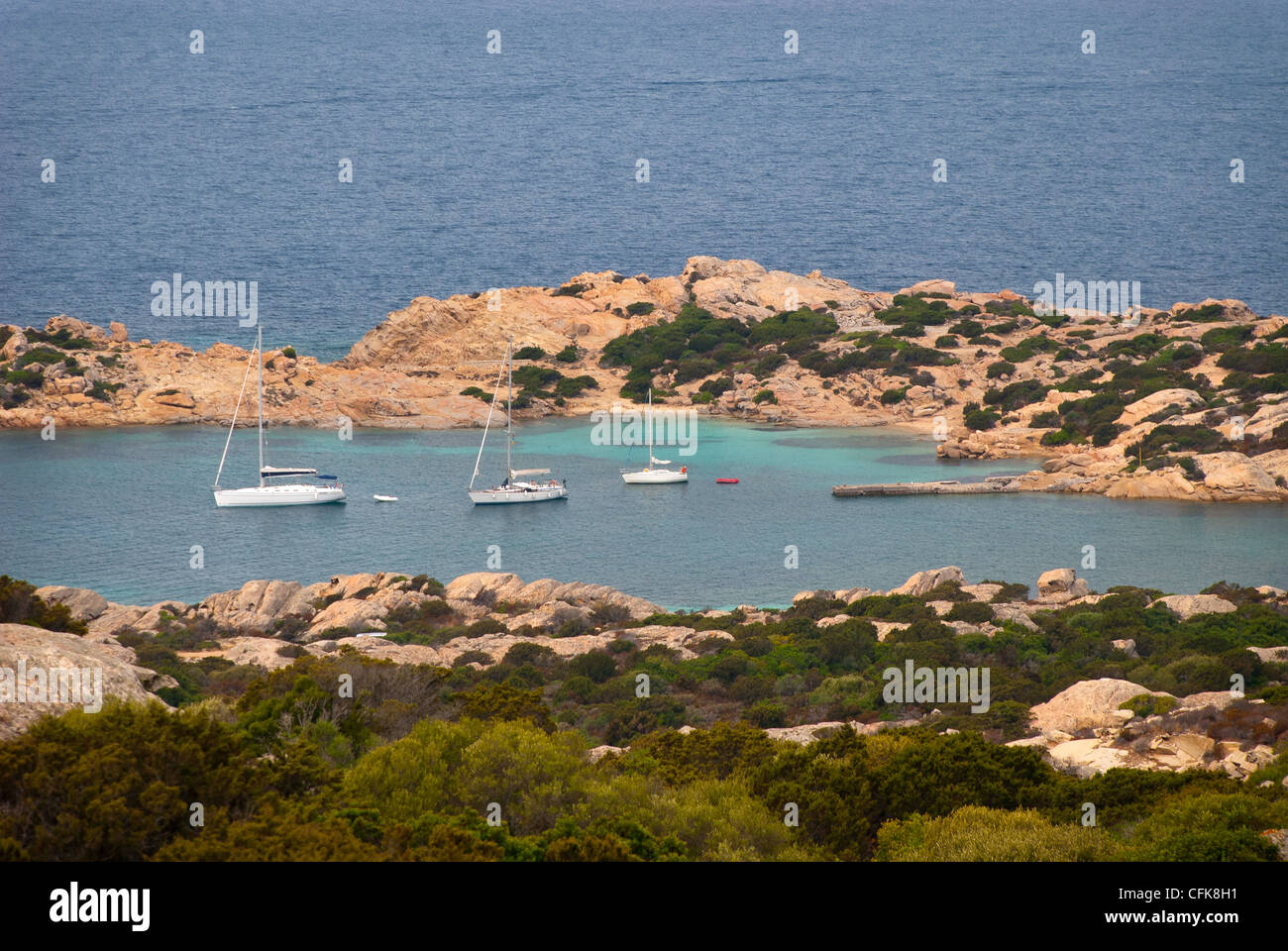 boats on the island of Caprera in Sardinia Stock Photo - Alamy
