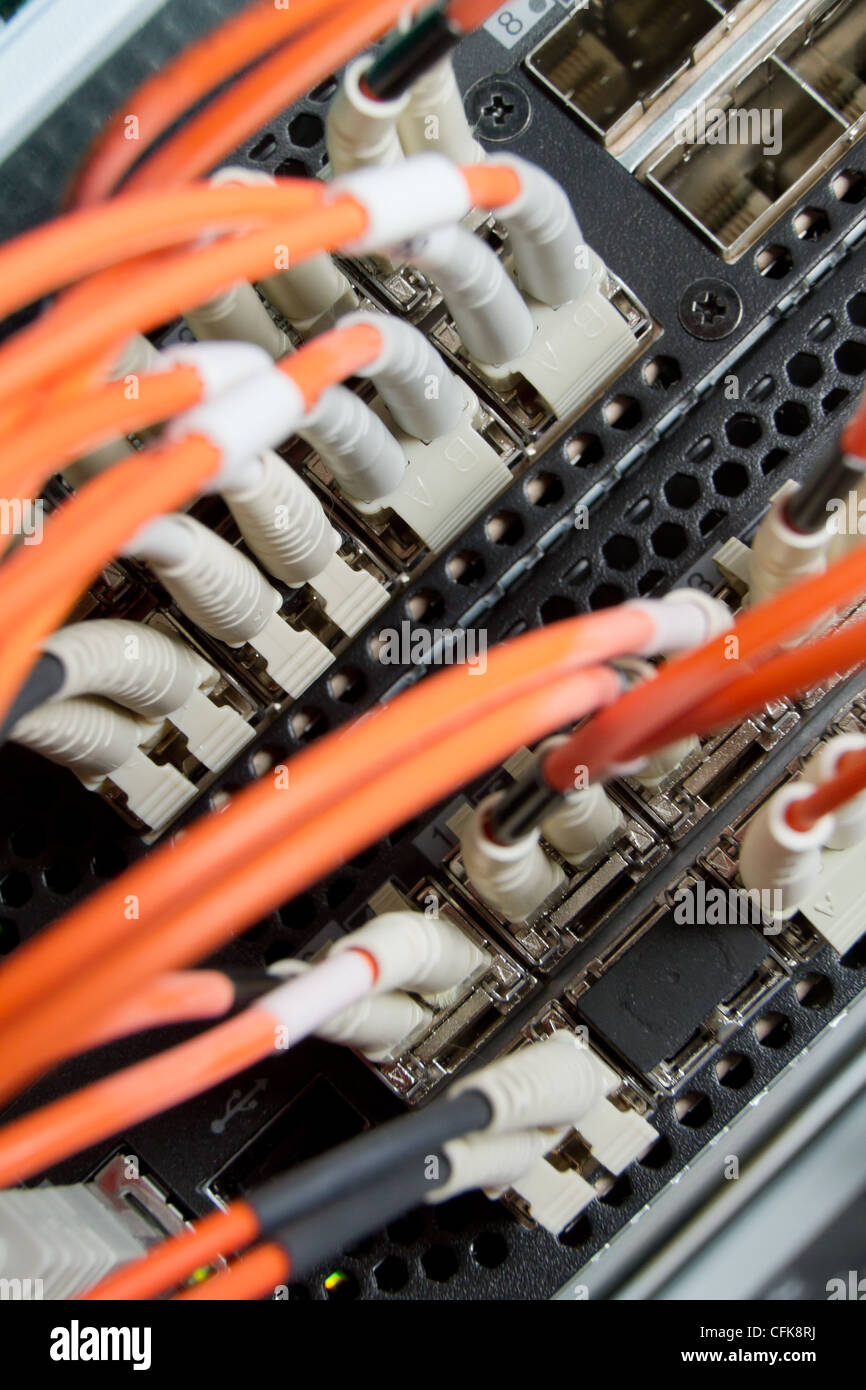 optic fiber cables connected to data center Stock Photo - Alamy