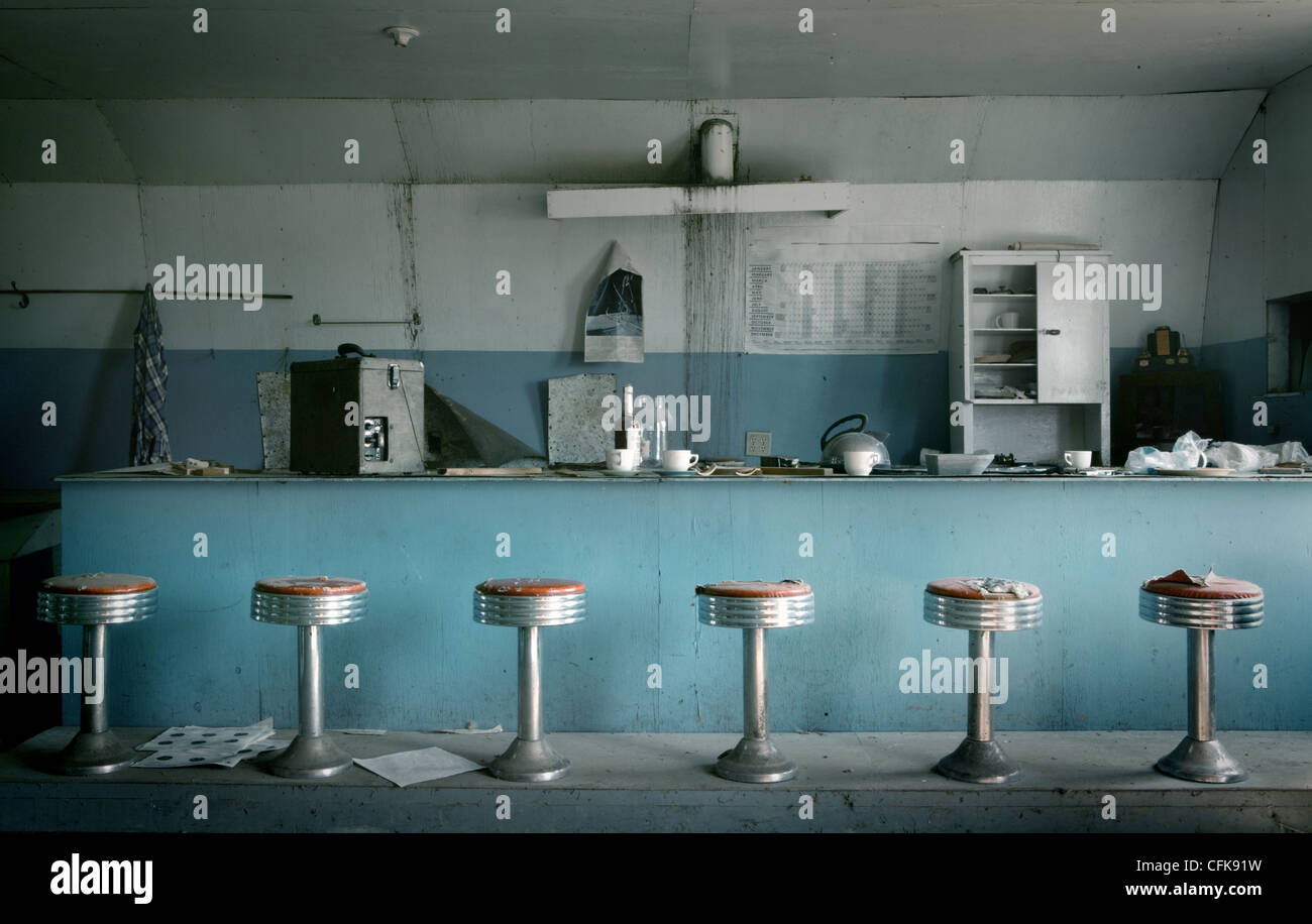 Benches in Rundown Diner Stock Photo - Alamy