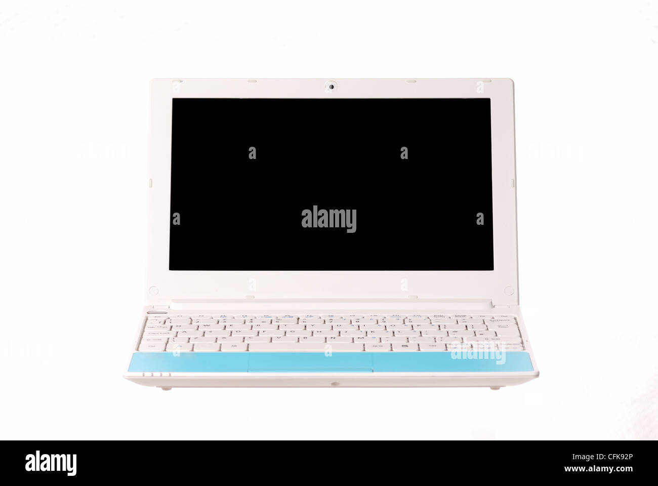 One netbook. Blank black screen. Focus on middle keys Stock Photo - Alamy