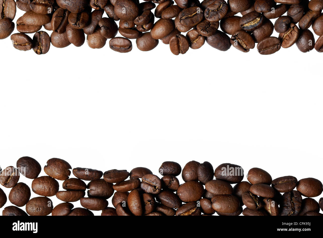Frame on white background. Focus on coffee beans Stock Photo - Alamy