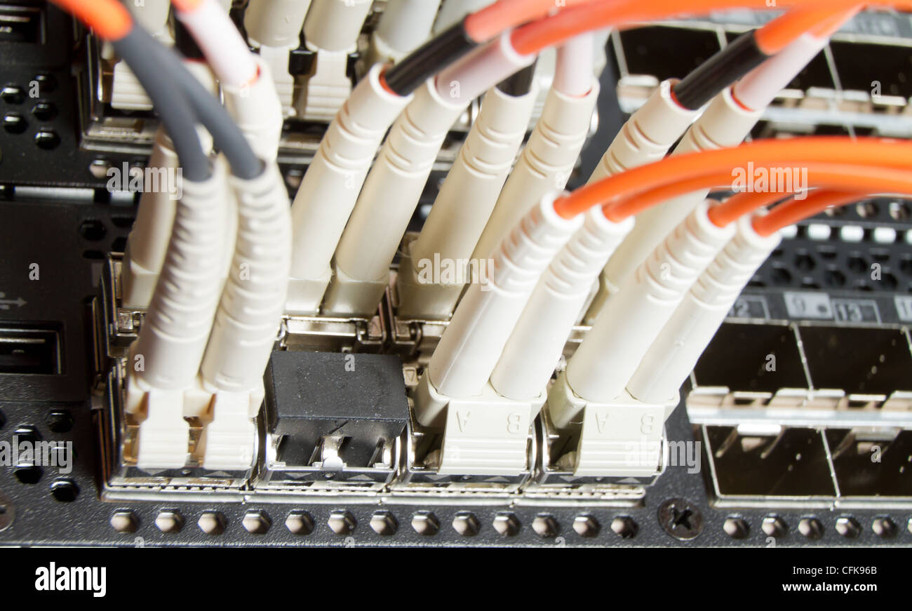 optic fiber cables connected to data center Stock Photo - Alamy