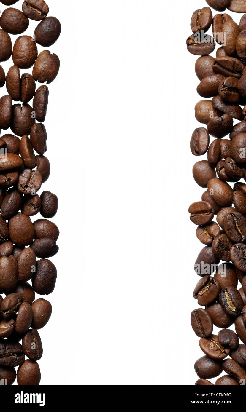 Frame on white background. Focus on coffee beans Stock Photo - Alamy