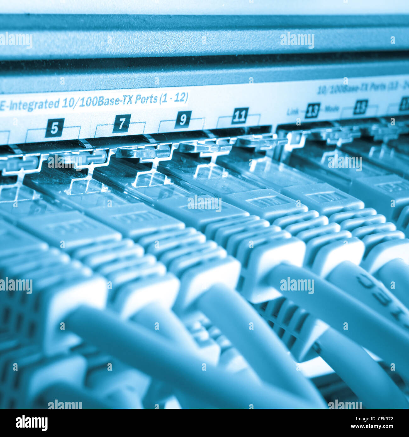 close up of network cables connected to switch Stock Photo - Alamy