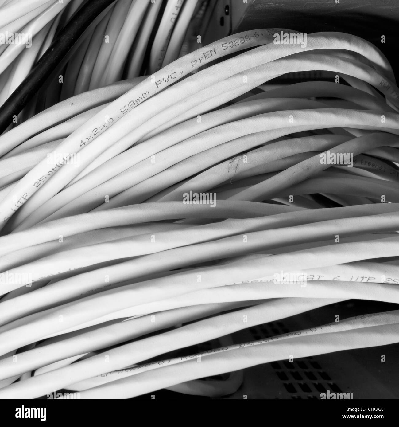Installation electric cables Black and White Stock Photos & Images - Alamy