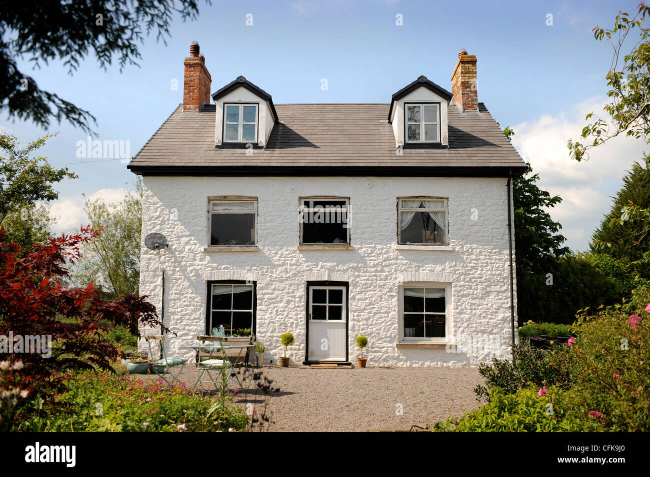 A traditional white painted cottage UK Stock Photo - Alamy
