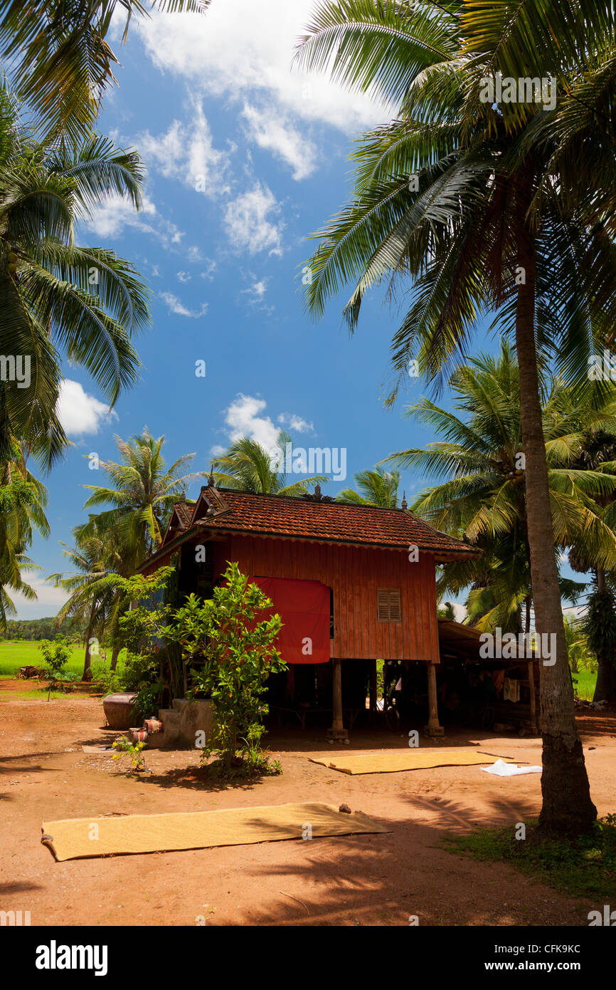 Traditional Khmer wooden house near Kep - Kampot Province, Cambodia ...
