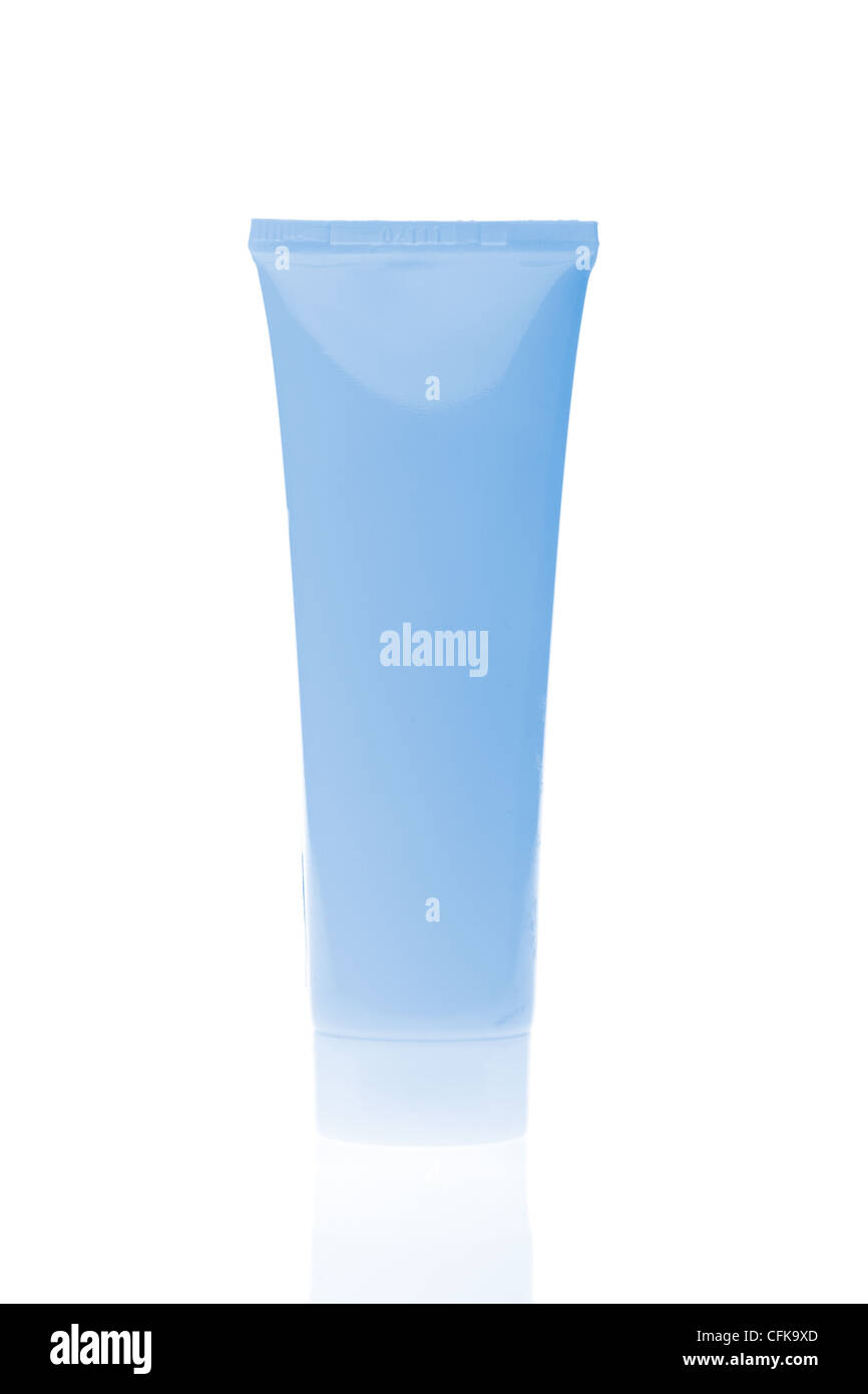 blue cosmetic bottle isolated on white background Stock Photo - Alamy