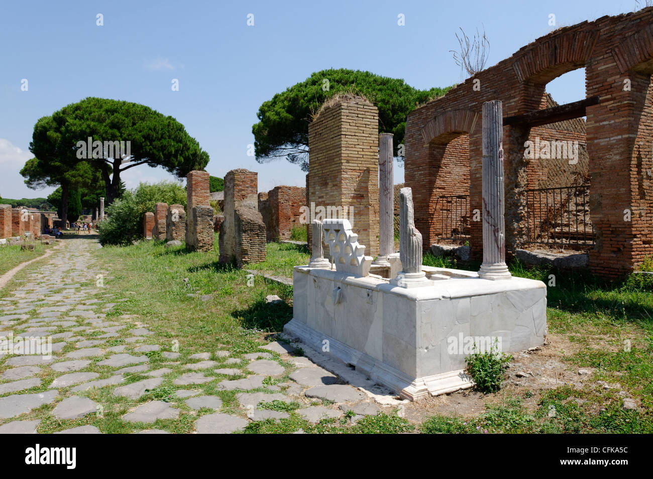 Ostia Antica. Lazio. Italy. View of the Fontana con Lucerna marble ...