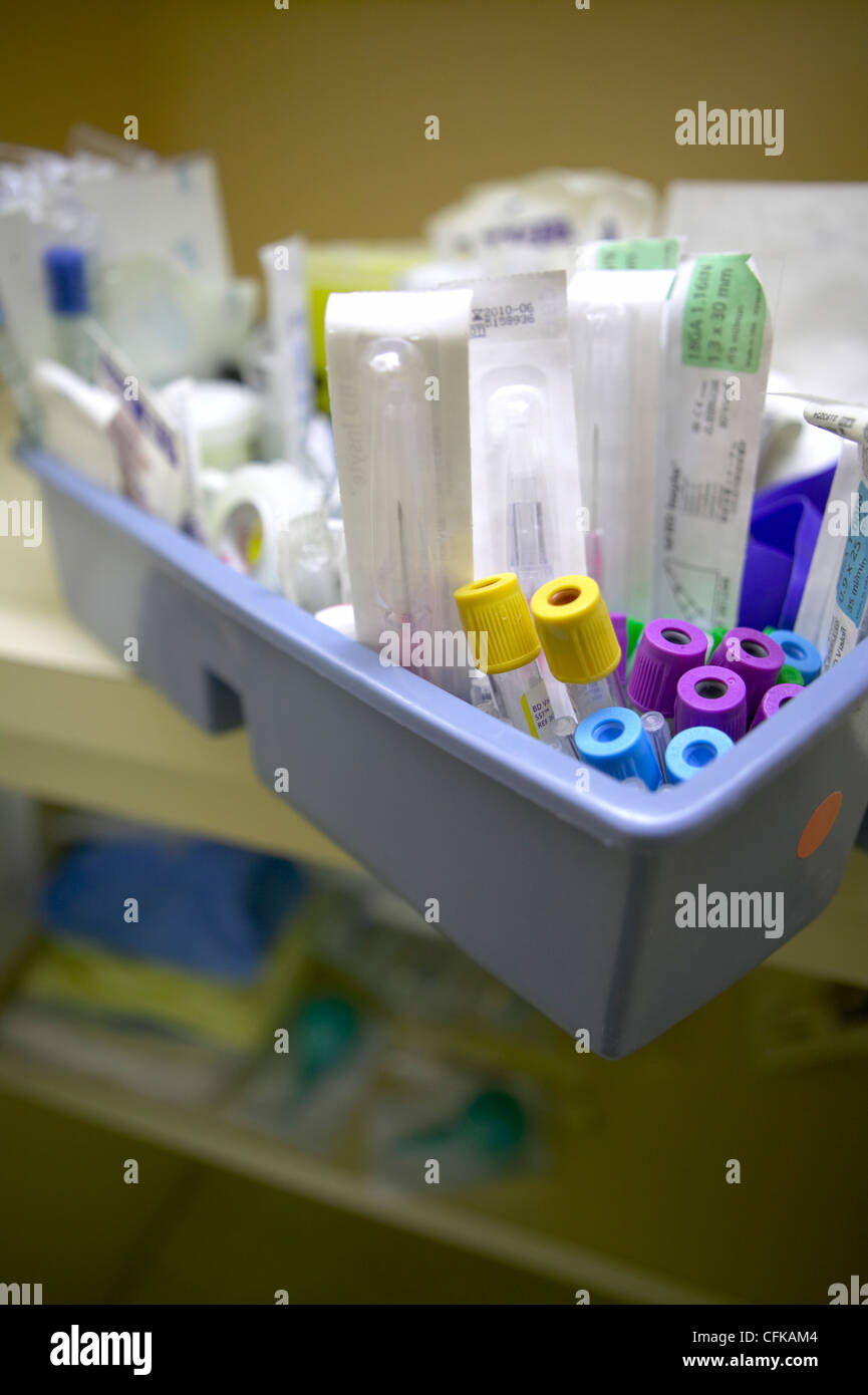Hospital Supplies in Bin Stock Photo - Alamy