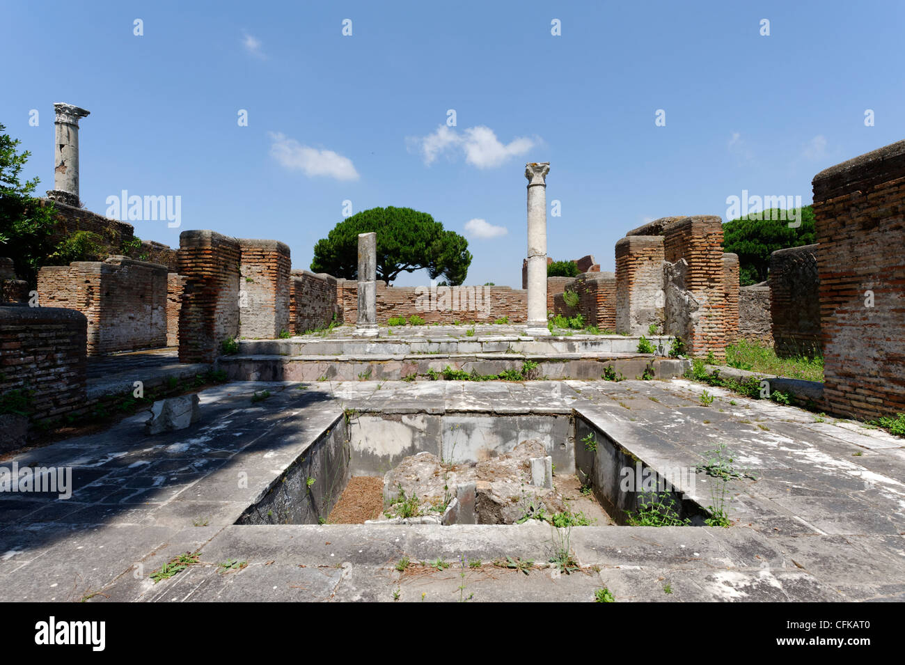 Ostia Antica. Lazio. Italy. View of the internal courtyard of the House ...